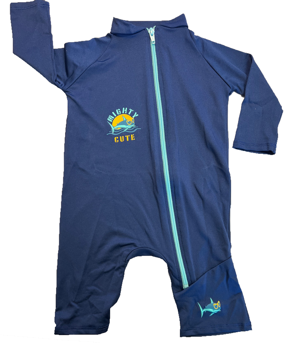 Infant One-Piece Long Sleeve Suit - Mighty Cute – Sun Protection Zone