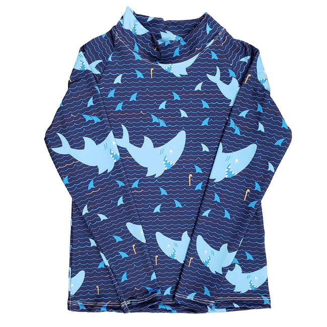 Kid's Long Sleeve Rash Guard - Sharks – Sun Protection Zone